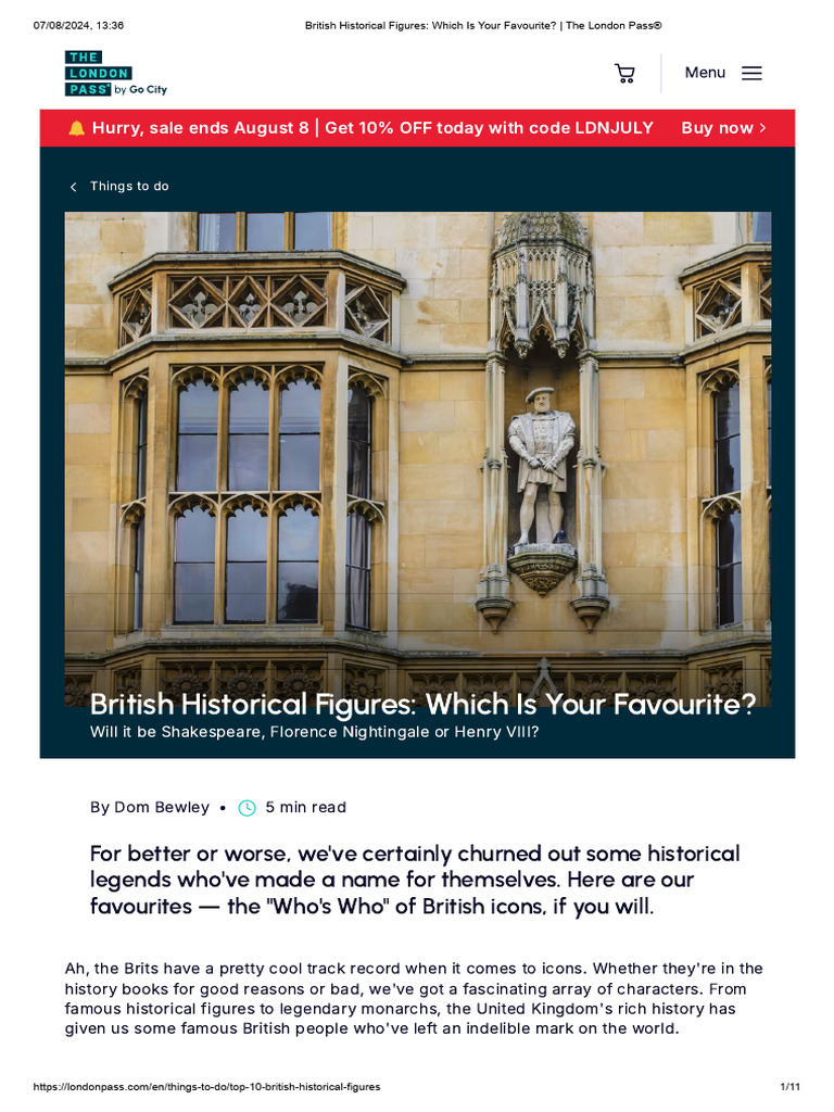 British Historical Figures - Which Is Your Favourite - The London Pass ...