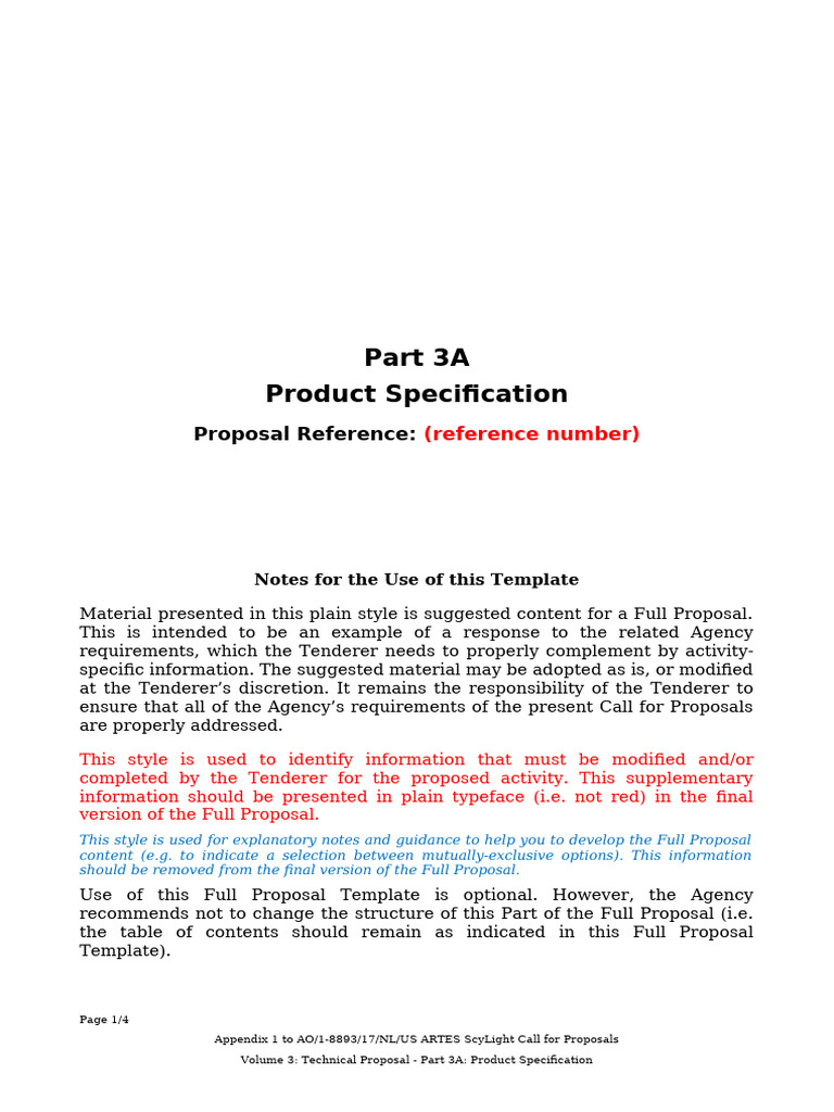 Part 3A - Technical Proposal - Template - 0 | PDF | Specification ...