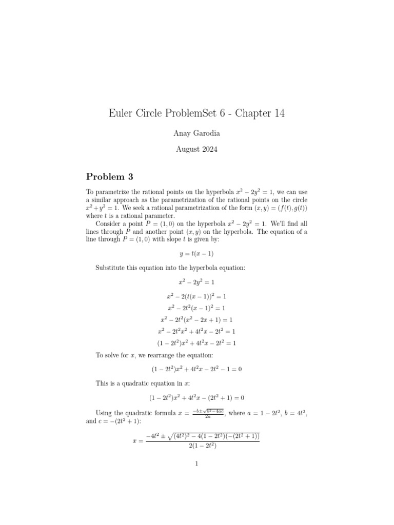 Euler Circle ProblemSet 6 Chapter 14 | PDF