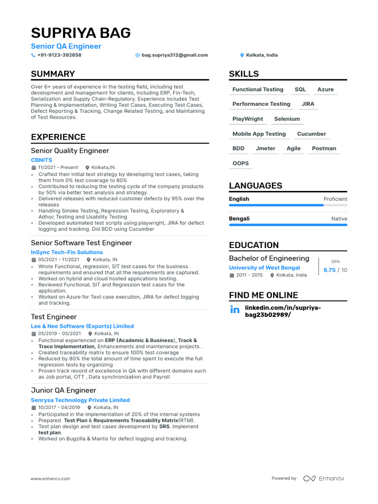 Supriya Bag Resume | PDF