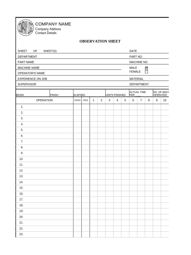 TIME AND MOTION STUDY TMS Charts Editable | PDF | Applied And ...