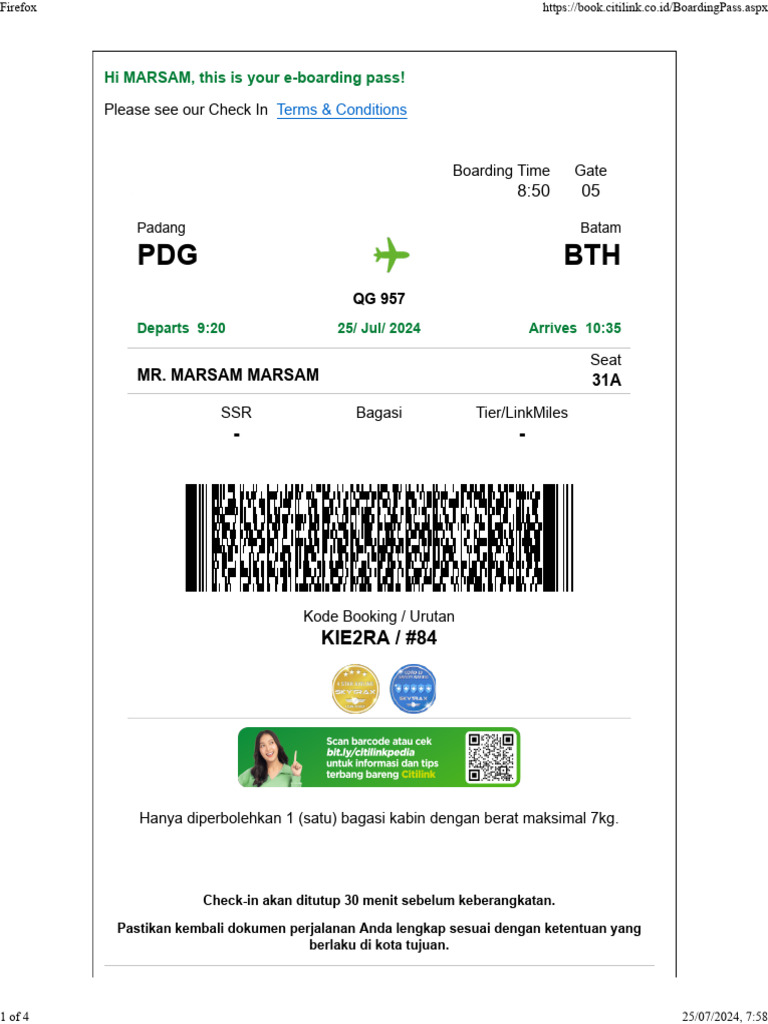 Boarding Pass | PDF