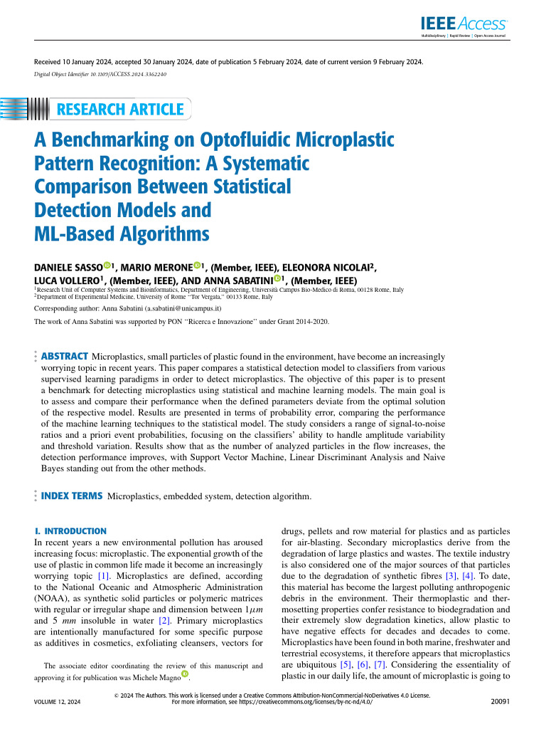 A Benchmarking On Optofluidic Microplastic Pattern Recognition A Systematic Comparison Between ...