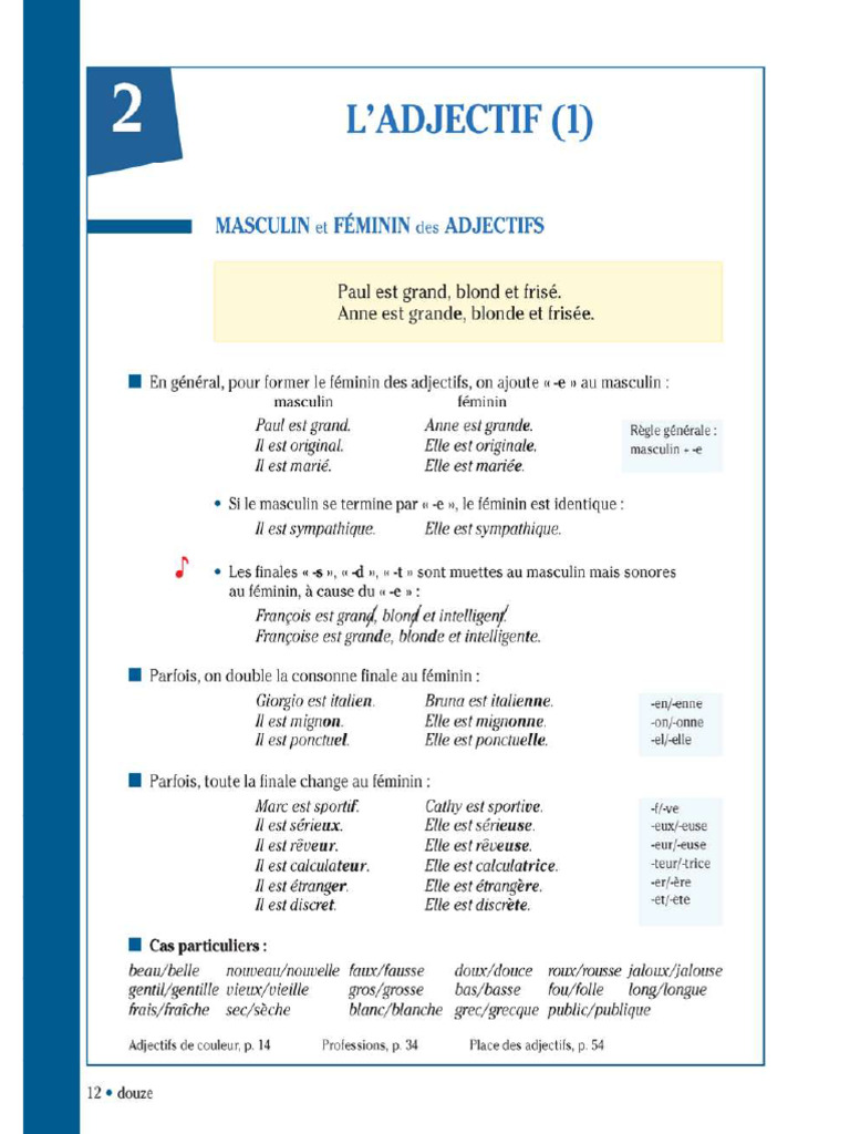 Masc-Fem Des Adjectifs | PDF