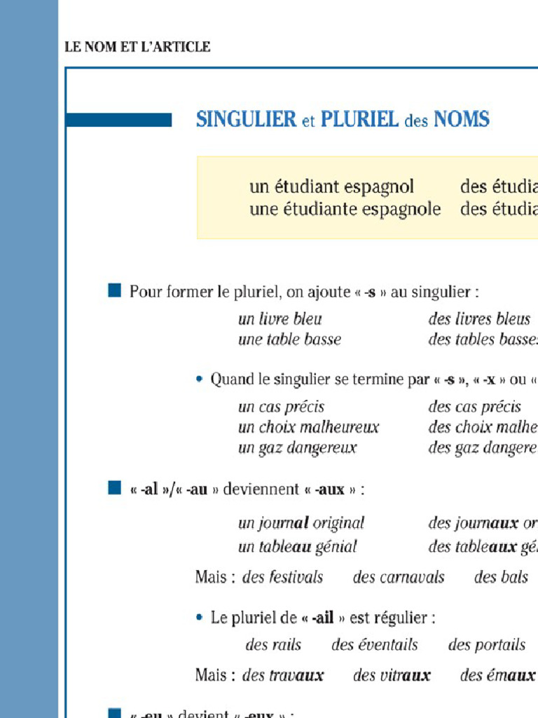 Les Pluriel Des Noms | PDF