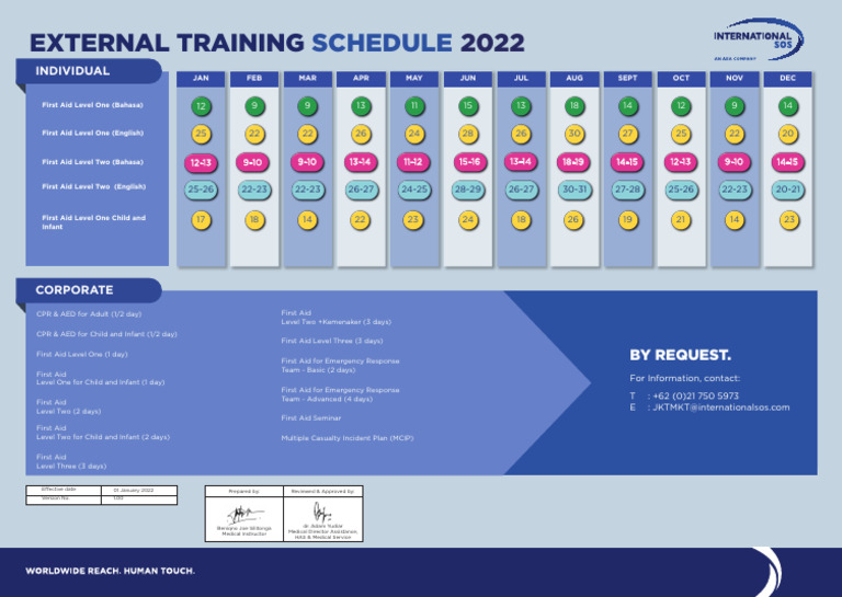 2022 Public First Aid Training Calendar | PDF