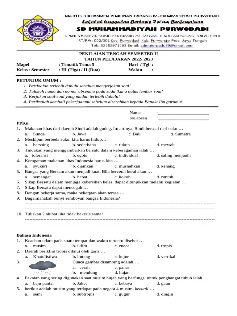 PTS Tema 5 Kelas 3 | PDF