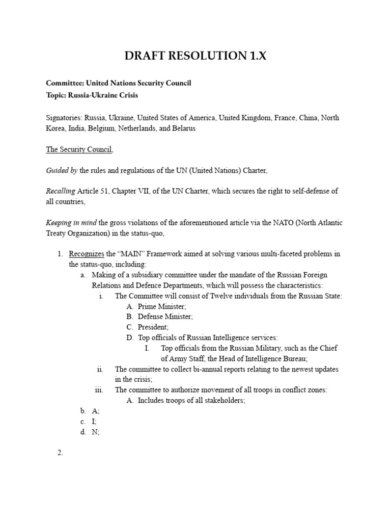 Draft Resolution MUN Class | PDF