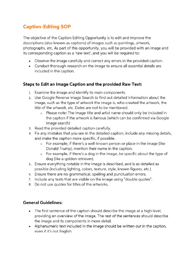 Caption Editing SOP May24 | PDF