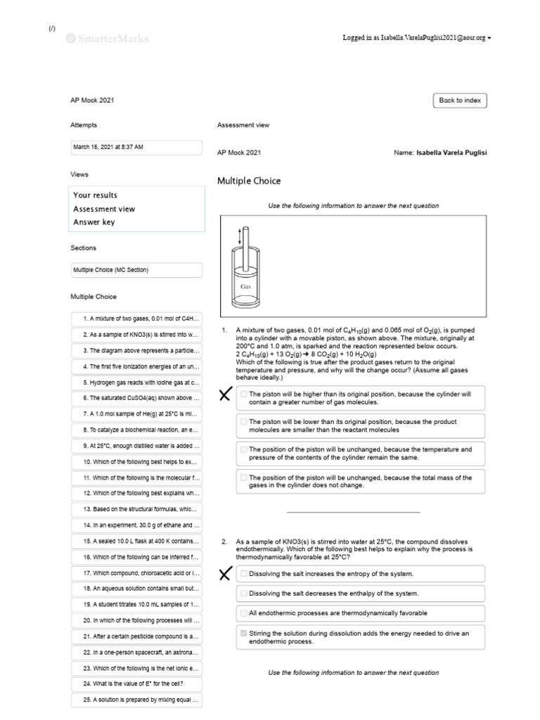 AP Chemistry Mock Exam MCQ | PDF