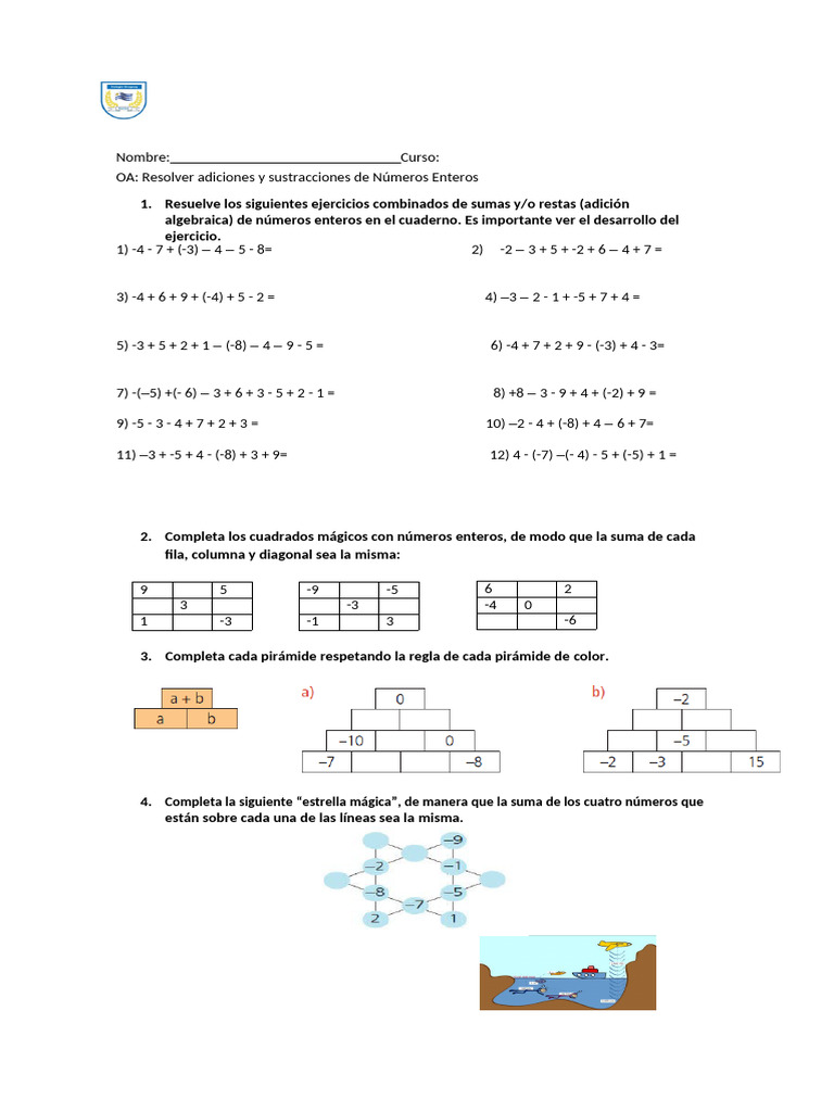 Guia de Trabajo 1 Numeros Enteros | PDF