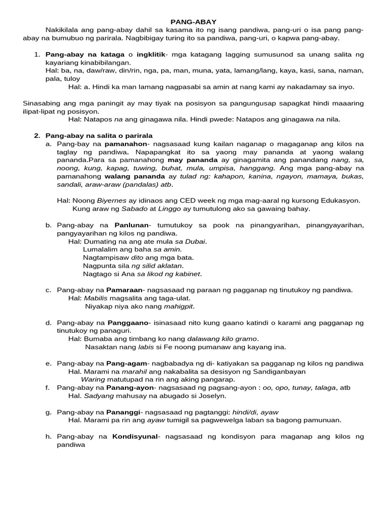 Pang-Abay-Pang-Ugnay-Pananda 2 | PDF