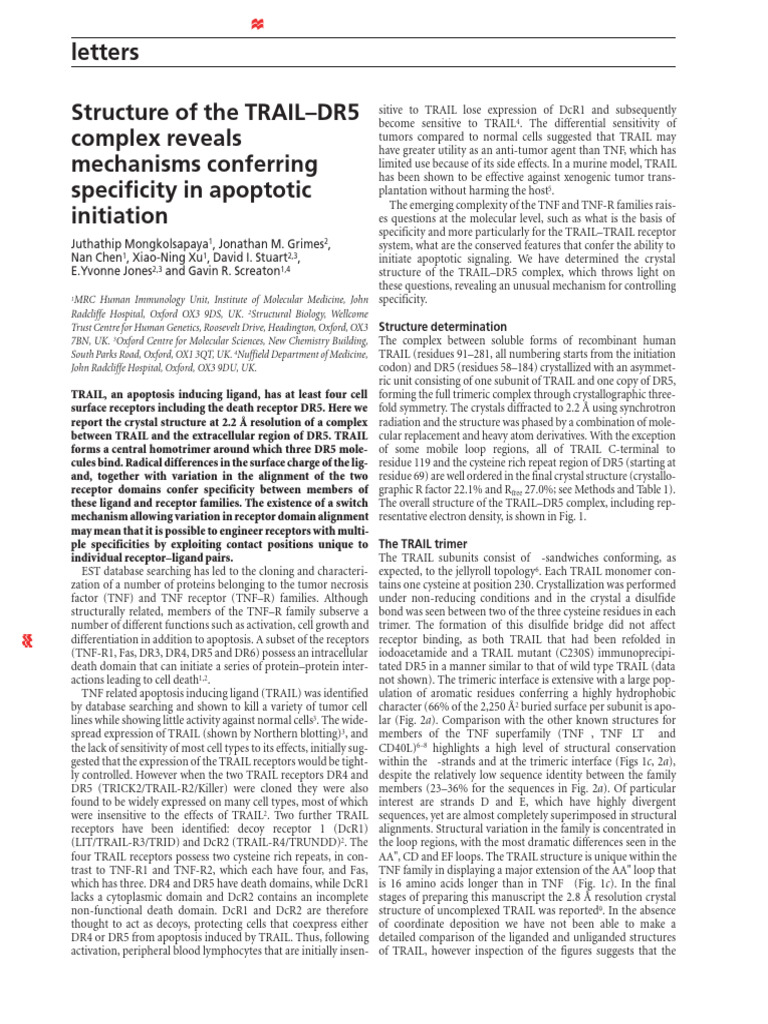 Journal of Structure Complex of DR5-TRAIL | PDF