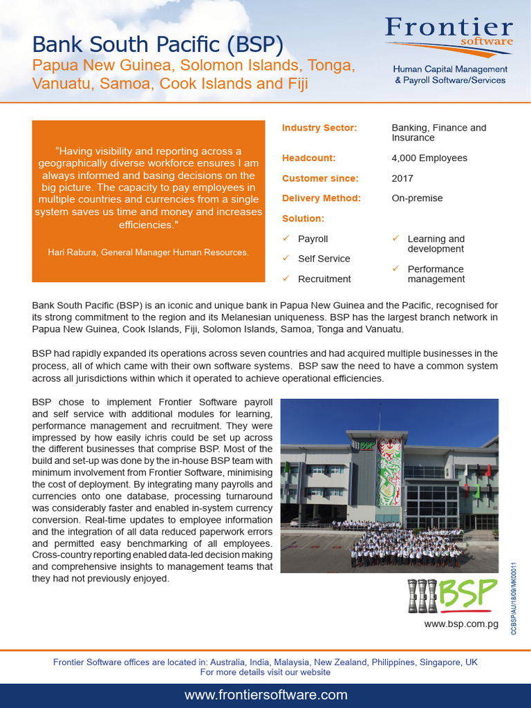 Frontier Software Case Study BSP | PDF