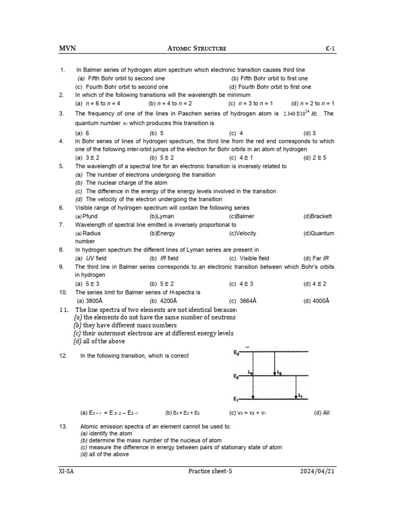Hydrogen Spectrum | PDF