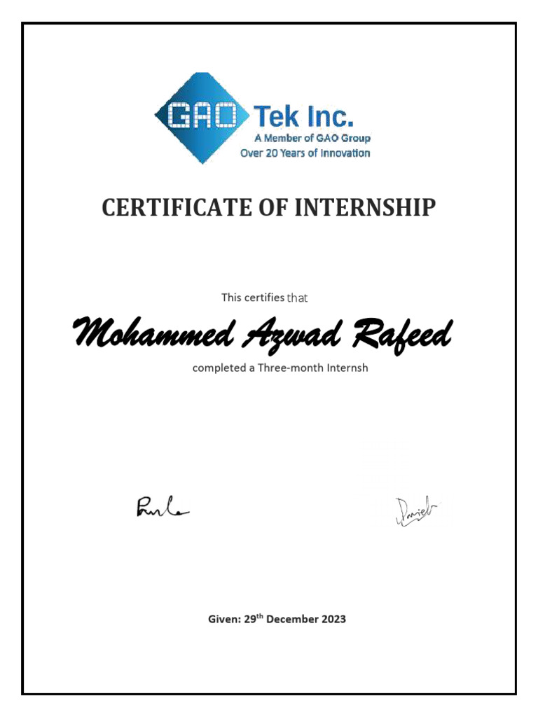 Certificate of Internship (2) 3-34 | PDF