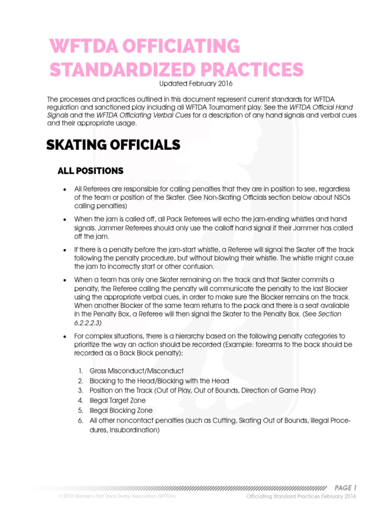 WFTDA Officiating Standard Practices | PDF