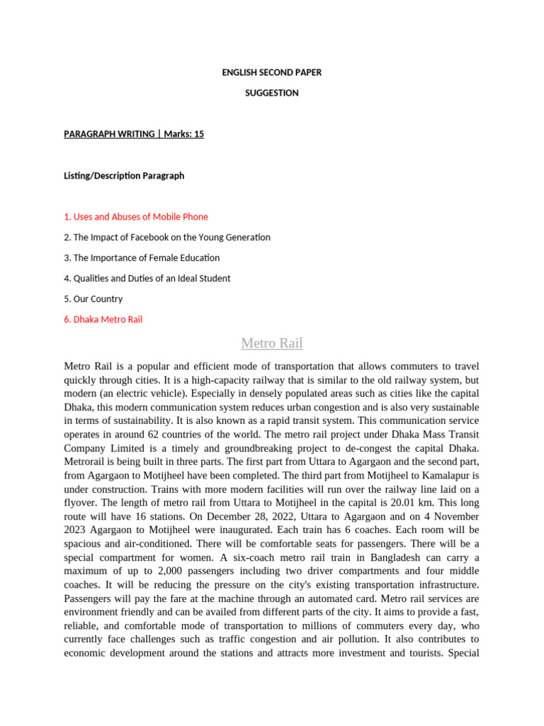 English Second Paper | PDF