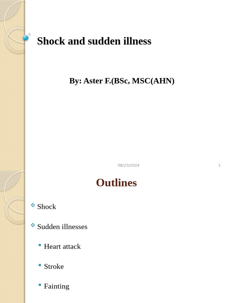 Shock and Sudden Illness | PDF | Shock (Circulatory) | Diseases And ...