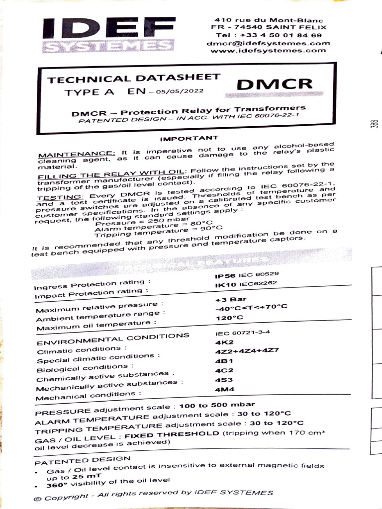 Transformer DCMR Relay Setting | PDF | Electrical Engineering | Electricity