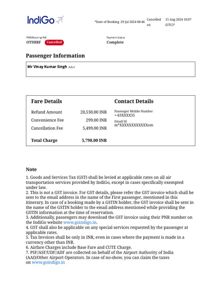 Modify Itinerary | PDF