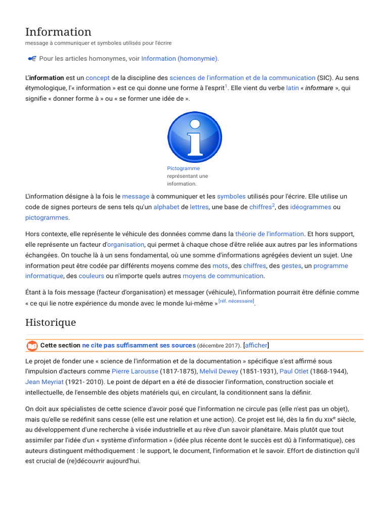 Information - Wikipédia | PDF