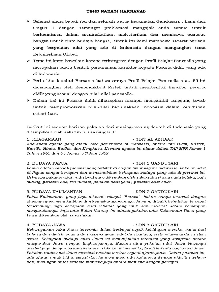 Teks Narasi Karnaval | PDF | Indonesia | Religion & Spirituality