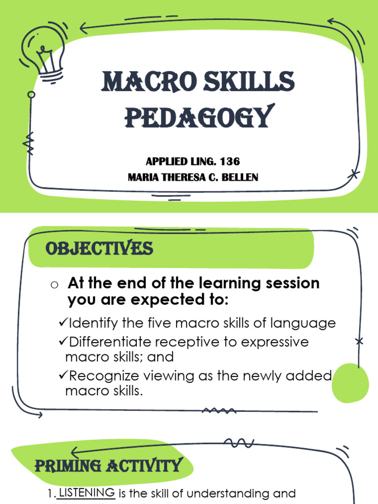 Macro Skills Pedagogy App - Ling 136 | PDF