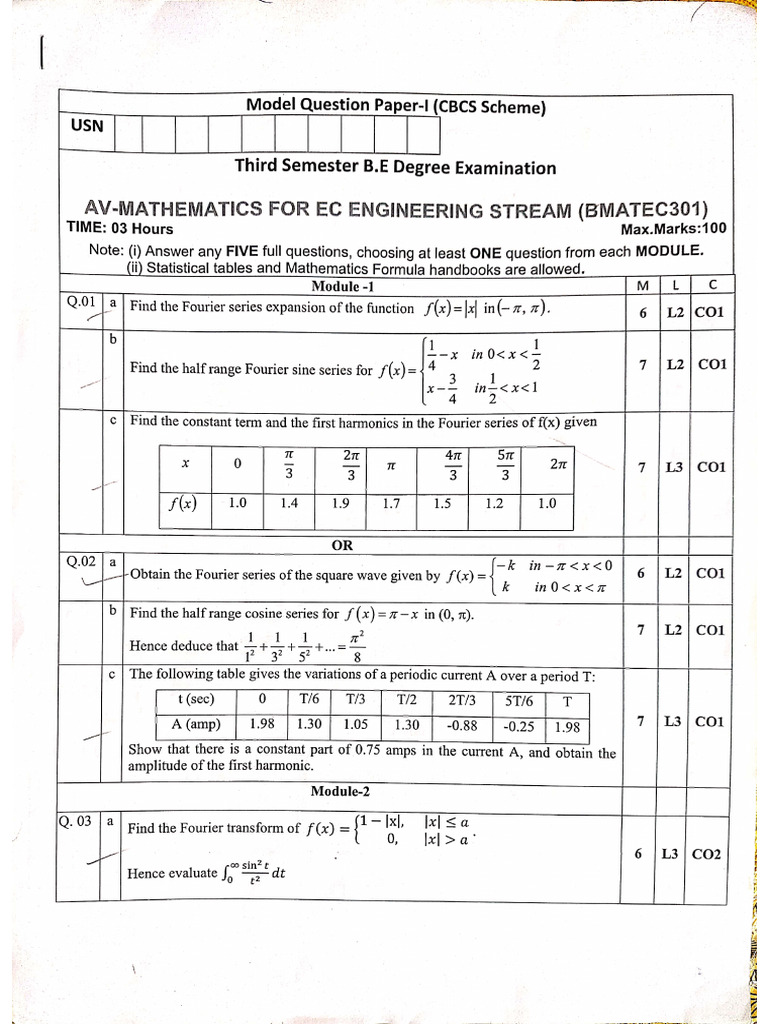 Model Question Paper 1 | PDF