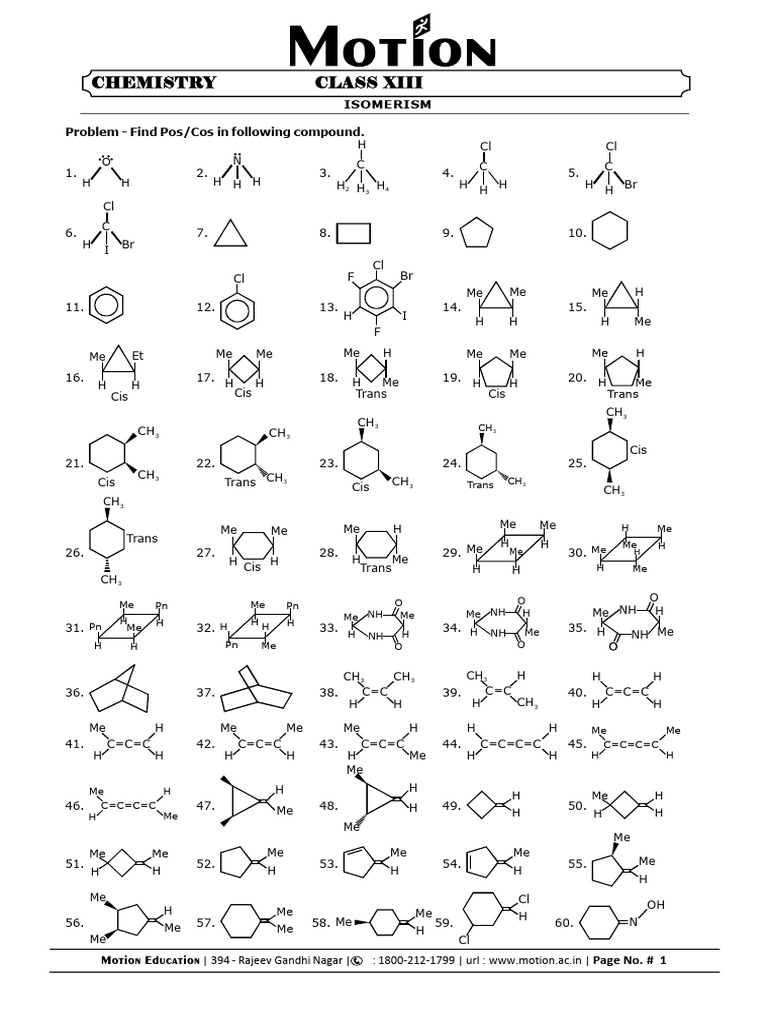 Worksheet - Isomerism (1) - 240813 - 124556 | PDF | Chemistry ...