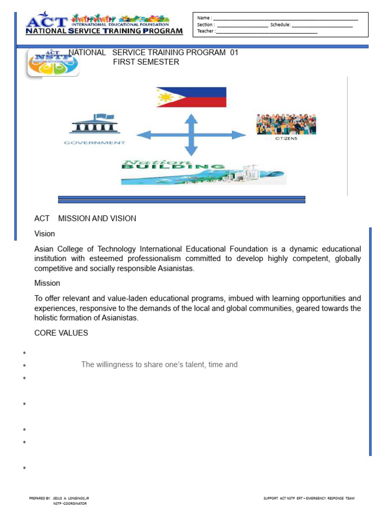 Nstp 1- Prelim Handout - Week 2 Nstp Law | PDF