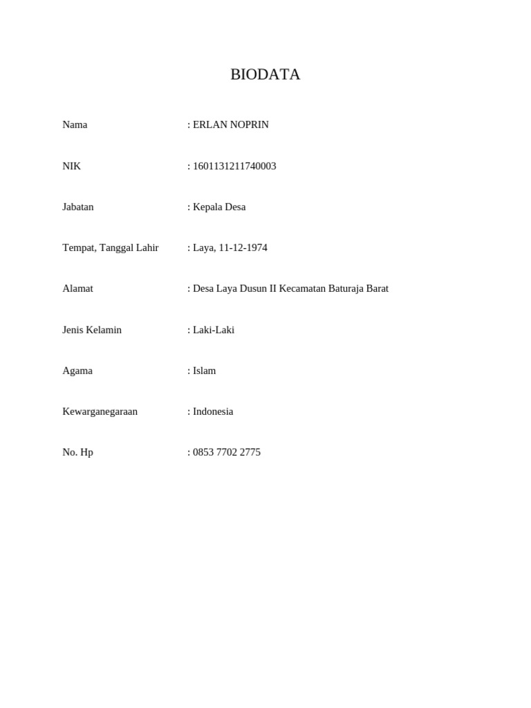 BIODATA | PDF