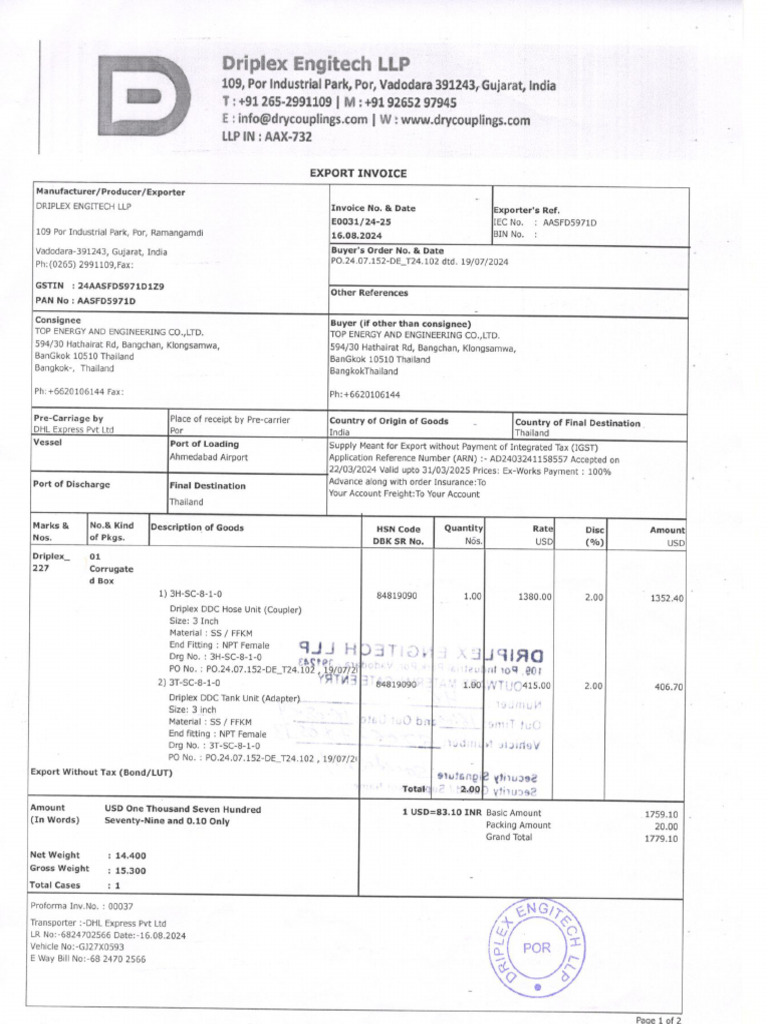 Export Invoice - Scan | PDF