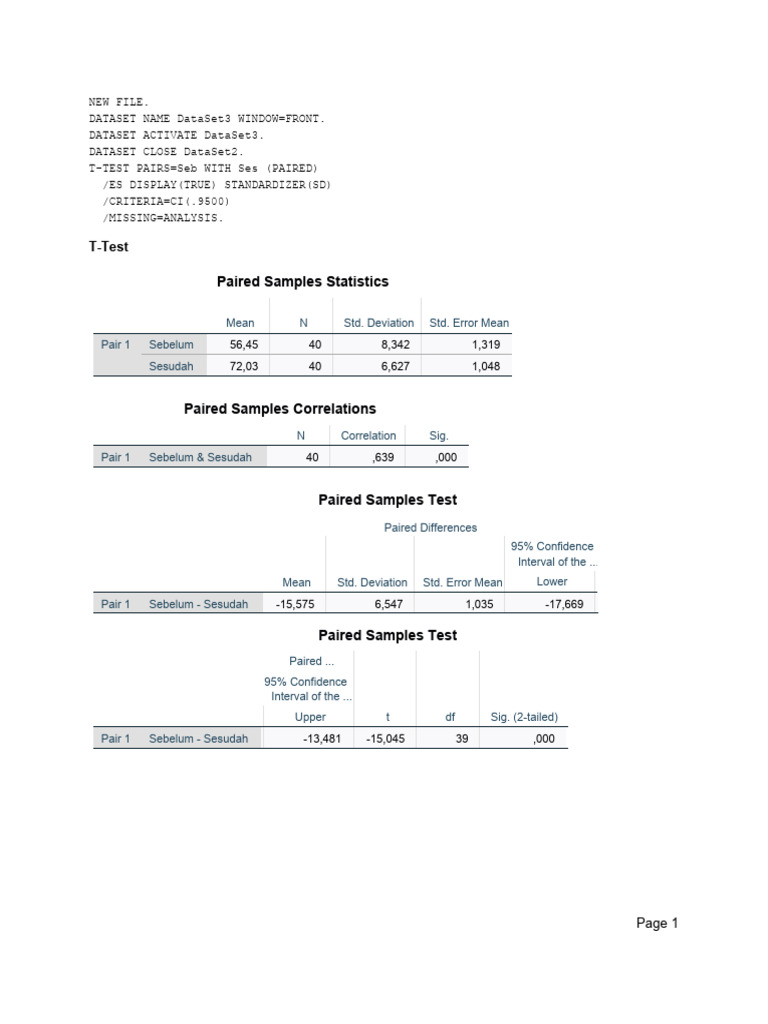 Uji Hipotesis Sample T-Test | PDF | Effect Size | Student's T Test