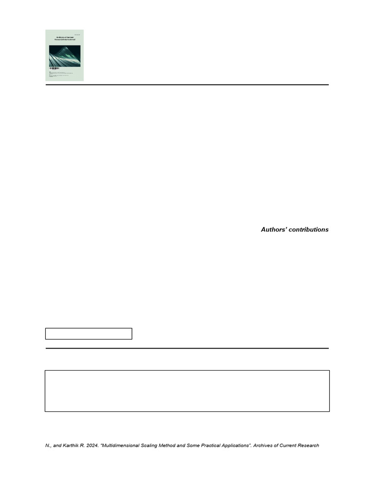 Multidimensional Scaling Method and Some Practical Applications | PDF | Applied Mathematics