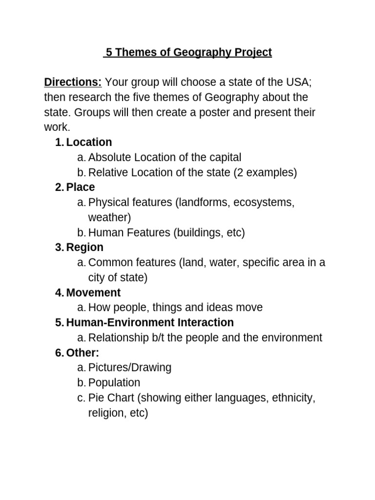5 Themes of Geography Project | PDF