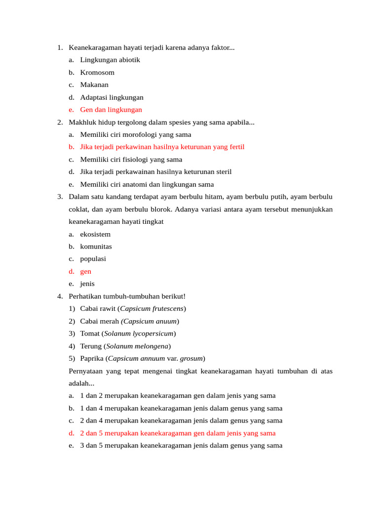 Latihan BAB 2 Biologi Kelas 10 | PDF