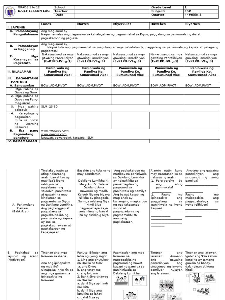 Q4-Grade 1 Esp Week 5 | PDF