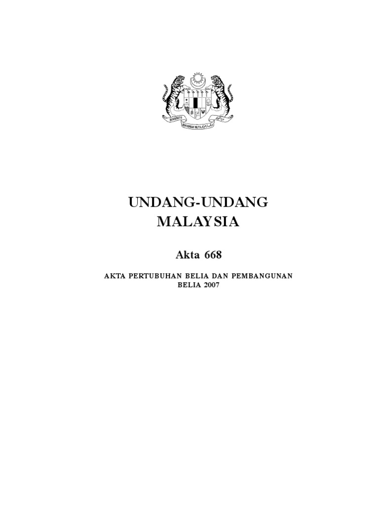 Akta 668, Akta Pertubuhan Belia Dan Pembangunan Belia 2007 | PDF