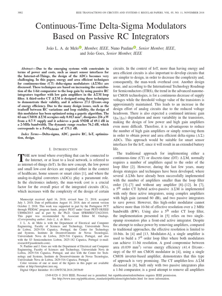 Continuous-Time Delta-Sigma Modulators Based On Passive RC Integrators ...