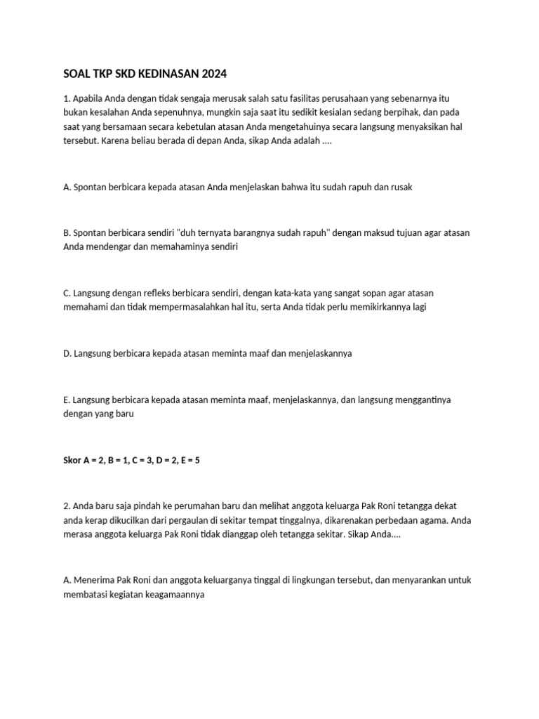 Soal TKP SKD Kedinasan | PDF