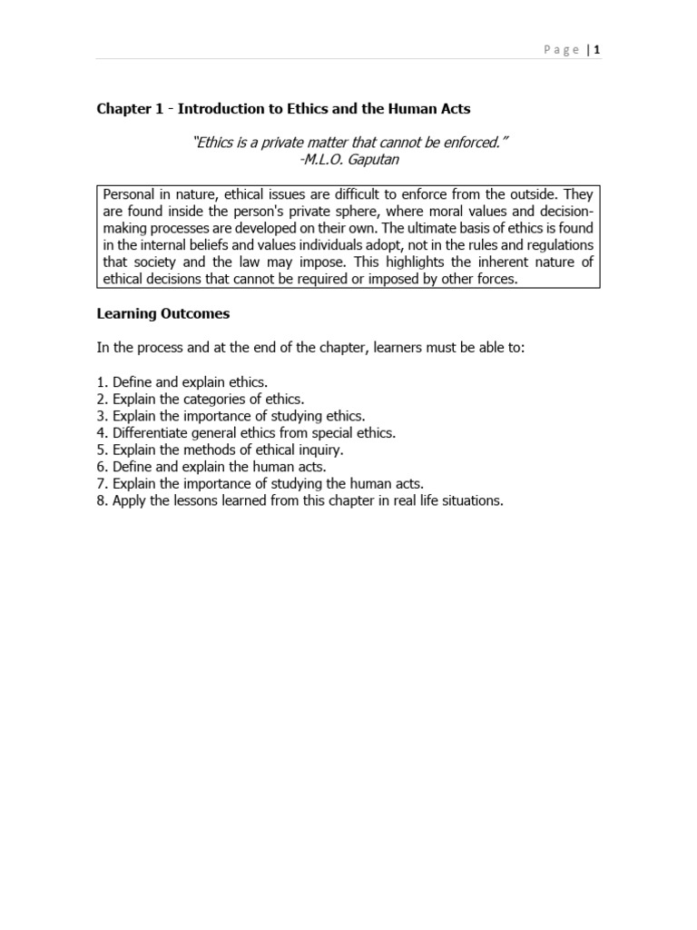 02 Main Content Ethics and The Human Acts Letter Size Learners | PDF