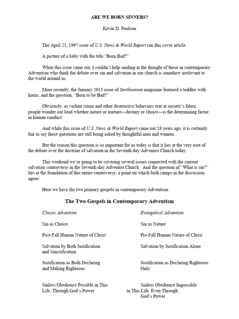 Are We Born Sinners | PDF