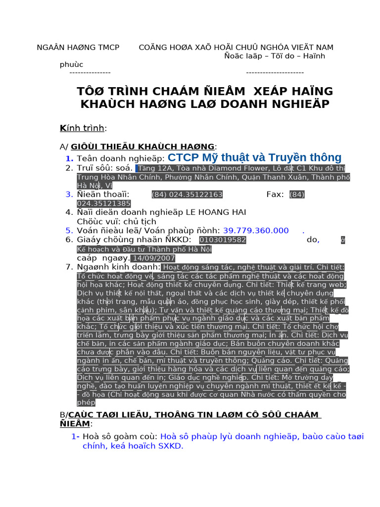 Cham Diem KH Doanh Nghiep-To-Trinh | PDF
