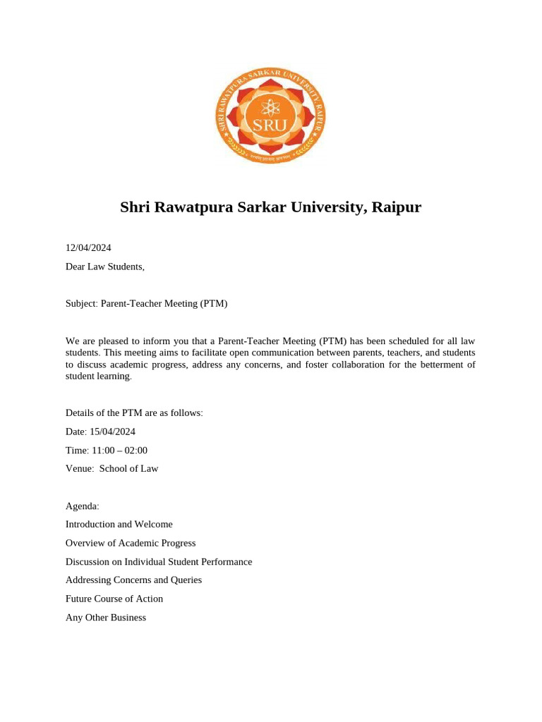 Notice For PTM | PDF