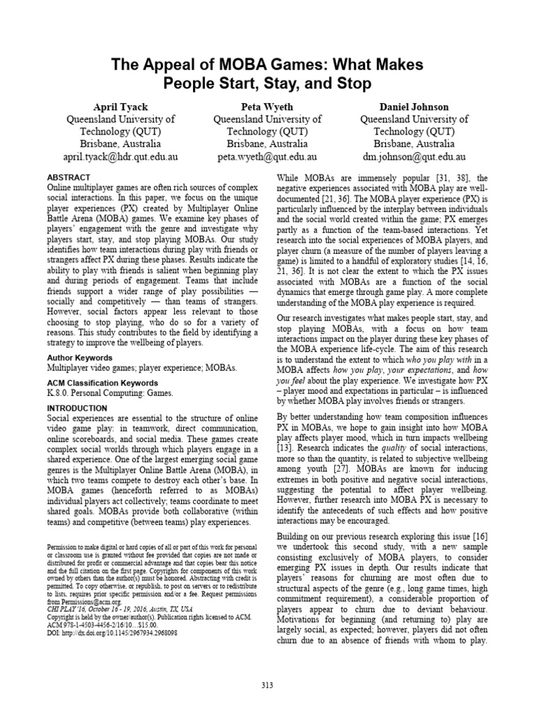 (2016) The Appeal of MOBA Games What Makes | PDF