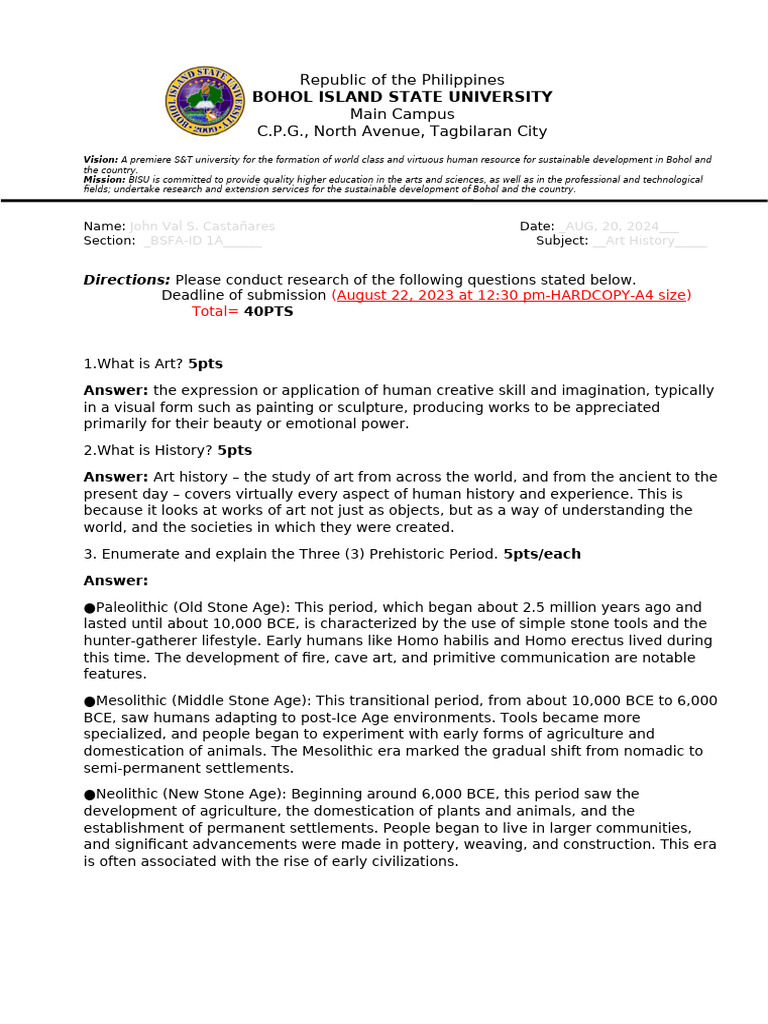 Art History Assignment 1A A4 | PDF