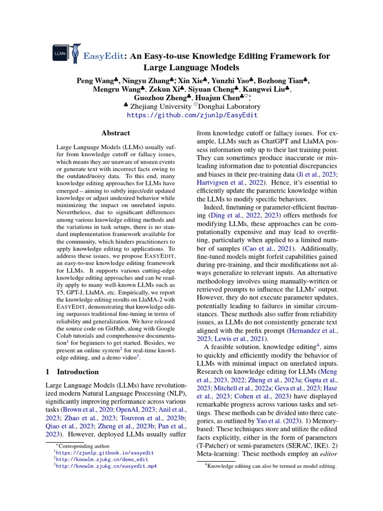 Easy Edit For LLMs | PDF | Computational Neuroscience | Machine Learning
