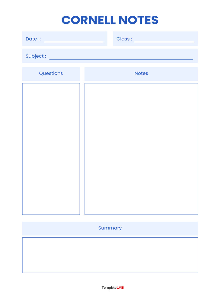 Cornell Notes Template V2 | PDF