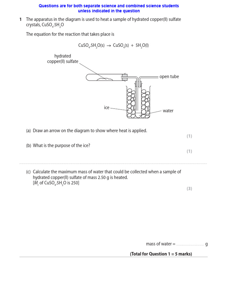 Chemical Formulae, Equations, Calculations 1 QP | PDF